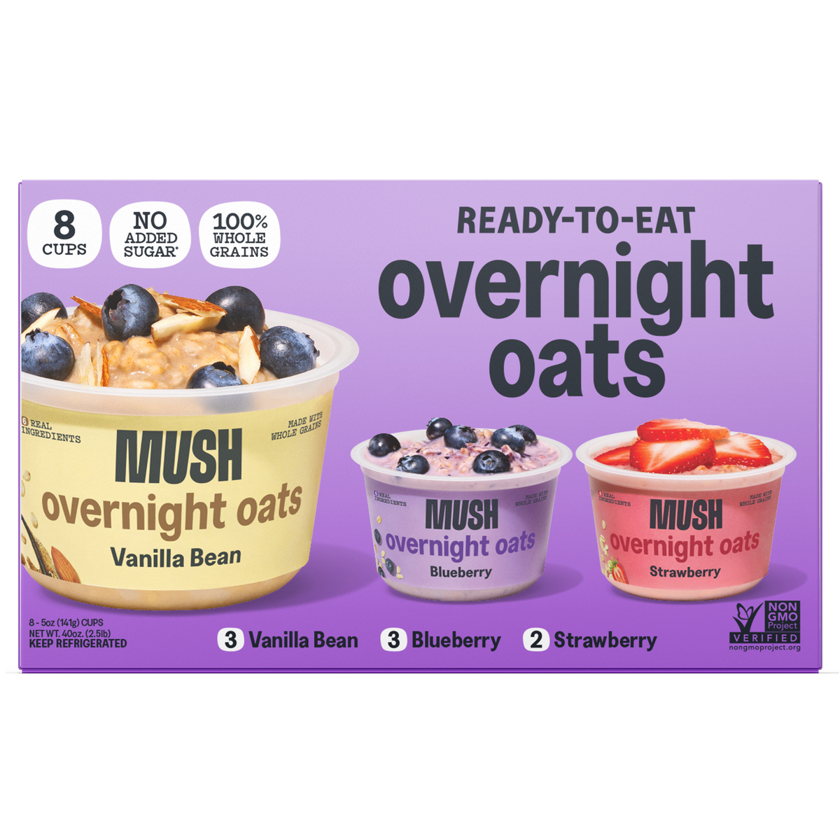 MUSH Overnight Oats, Variety Pack, 5 oz, 8 ct – Ribera2Go.com